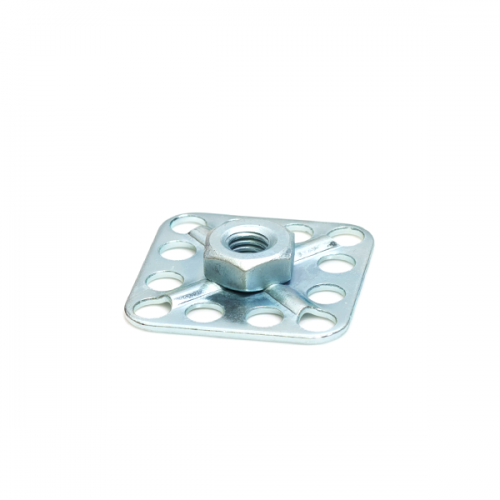 Nutplate on 30x30mm Baseplate; Sighted; Mild Steel Zinc Plated